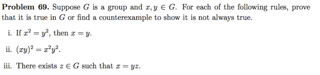 Solved Problem 69. Suppose G is a group and r,y E G. For | Chegg.com