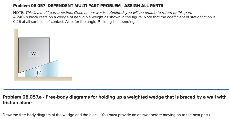 Solved Problem 08.057- DEPENDENT MULTI-PART PROBLEM - ASSIGN | Chegg.com