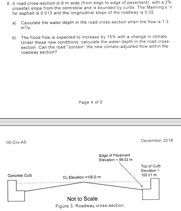 Solved 6. A road cross-section is 8 m wide (from edge to | Chegg.com