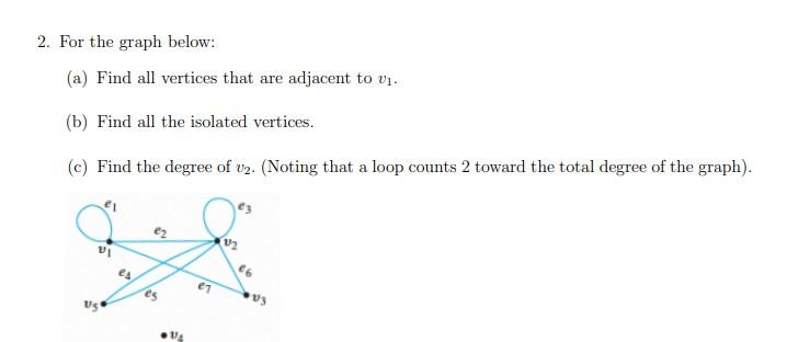 Solved 2. For the graph below: (a) Find all vertices that | Chegg.com