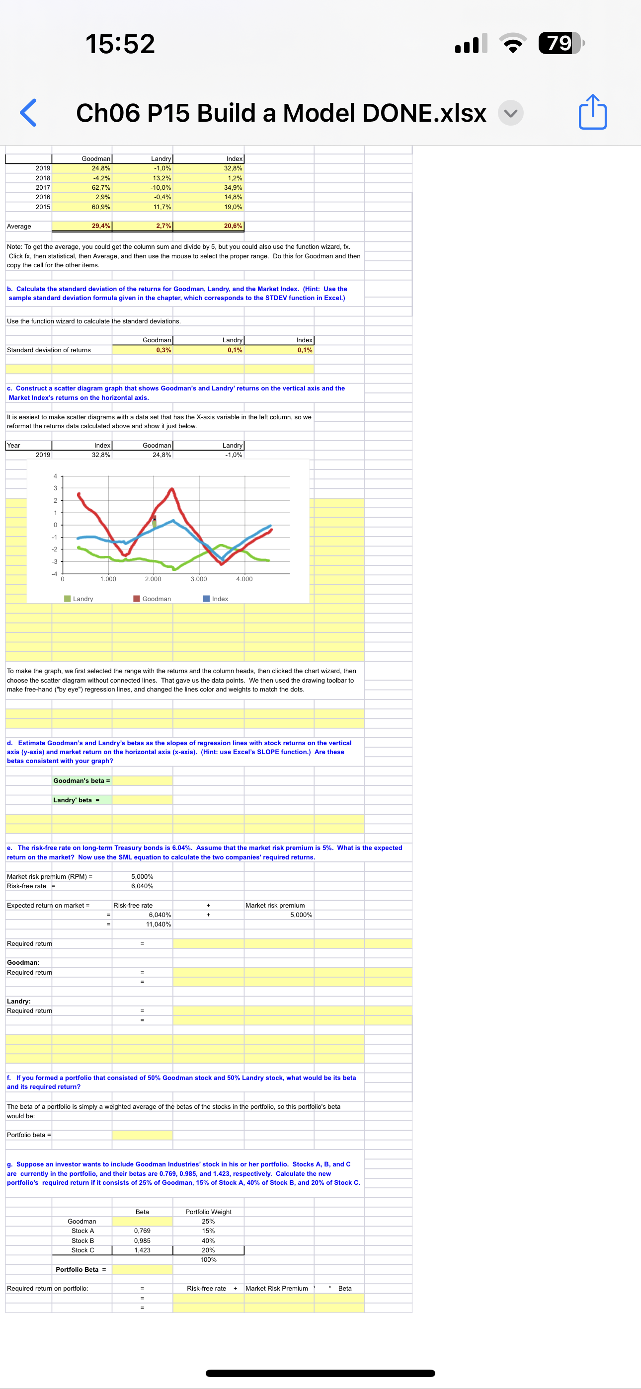 Ch03 P15 Build a Model DONE.xIsxCh06 P15 Build a | Chegg.com