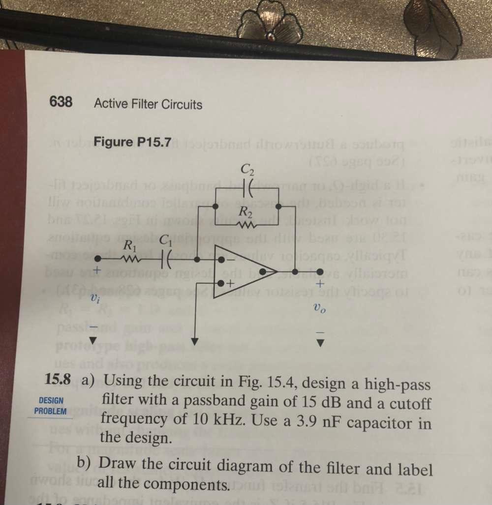 Solved 638 Active Filter Circuits Figure P15.7 ozbitnih C₂ | Chegg.com