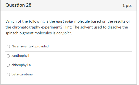 Solved In the chromatography experiment, which pigment | Chegg.com