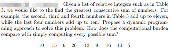 Solved Given a list of relative integers such as in Table 3, | Chegg.com