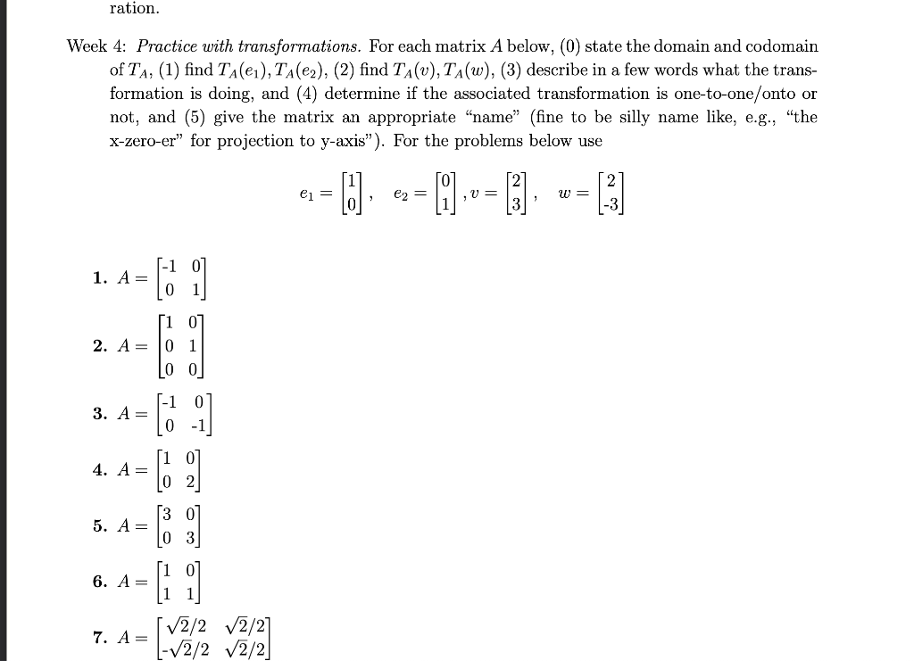 Solved ration. Week 4: Practice with transformations. For | Chegg.com