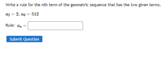 Solved Write a rule for the nth term of the geometric | Chegg.com