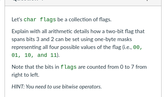 Let's char flags be a collection of flags. Explain | Chegg.com