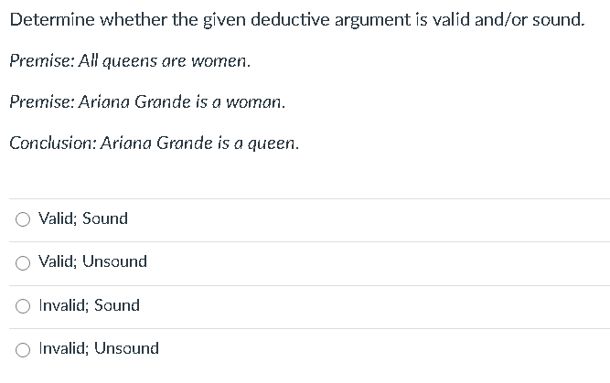 Solved Determine whether the given deductive argument is | Chegg.com