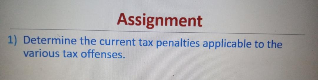 Solved Determine the current tax penalties applicable to the | Chegg.com
