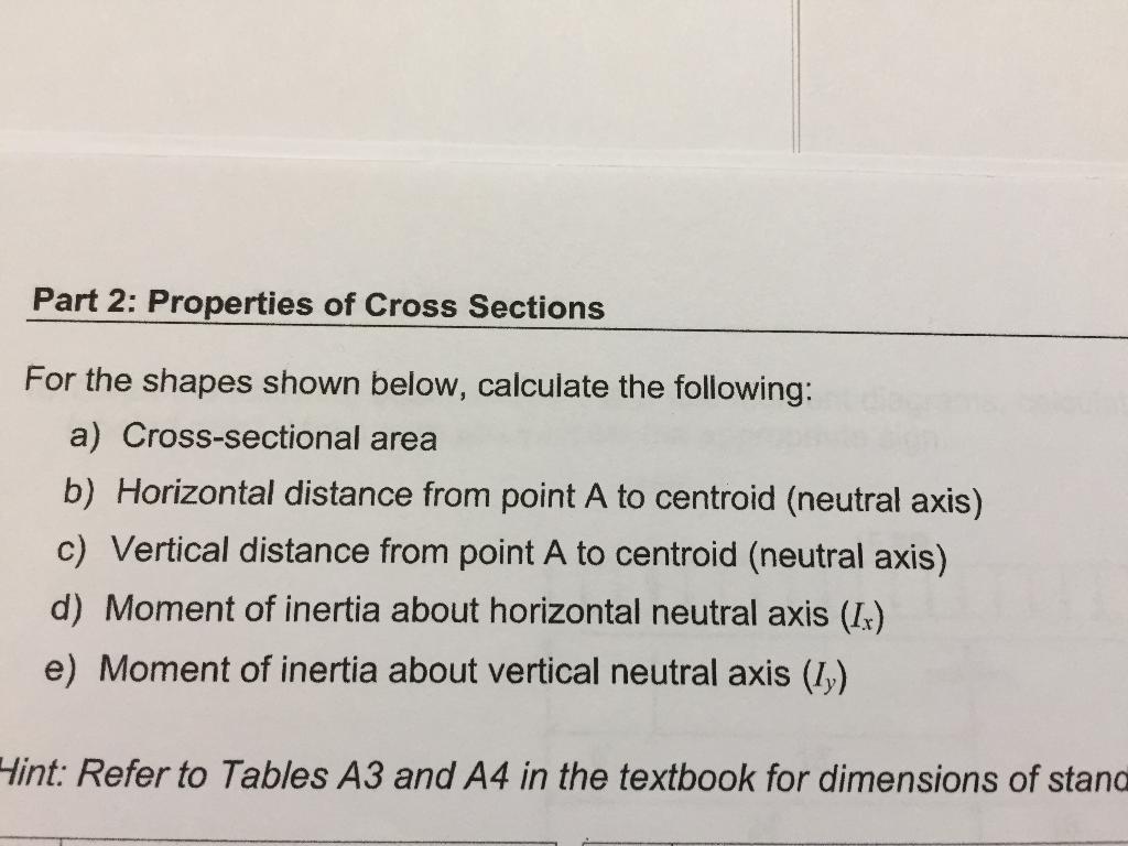 Solved Part 2: Properties of Cross Sections For the shapes | Chegg.com