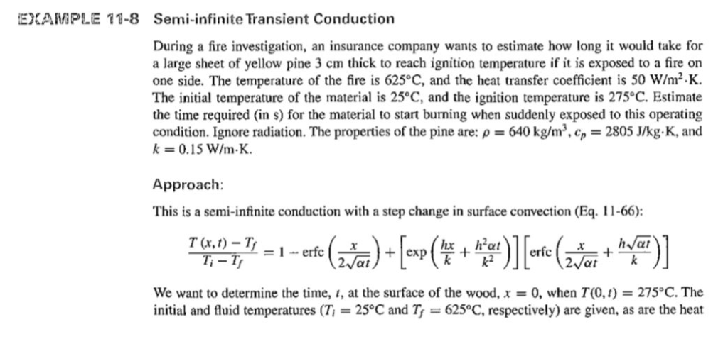 EXAMPLE 11-8 Semi-infinite Transient Conduction | Chegg.com
