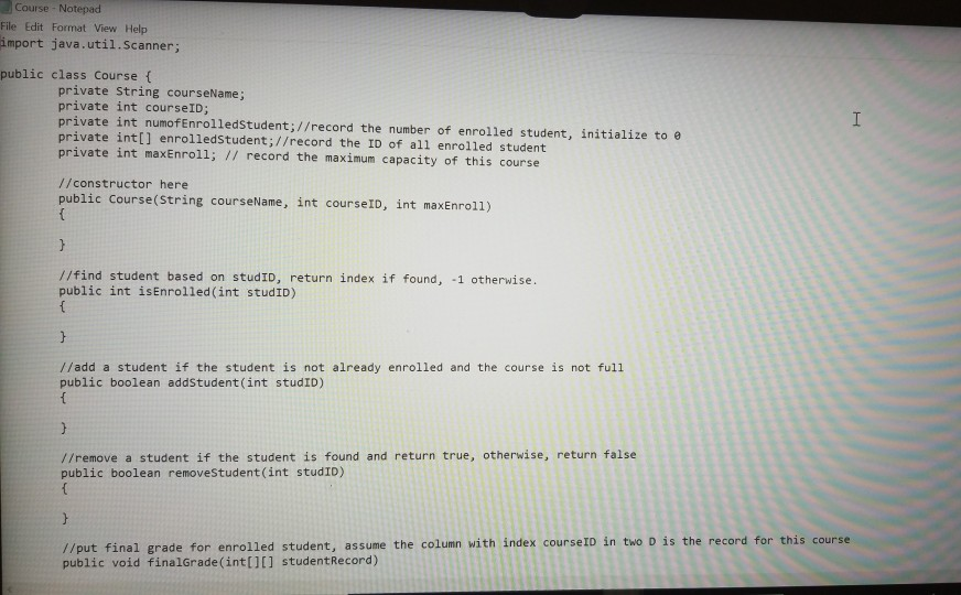 Solved Course - Notepad File Edit Format View Help import | Chegg.com