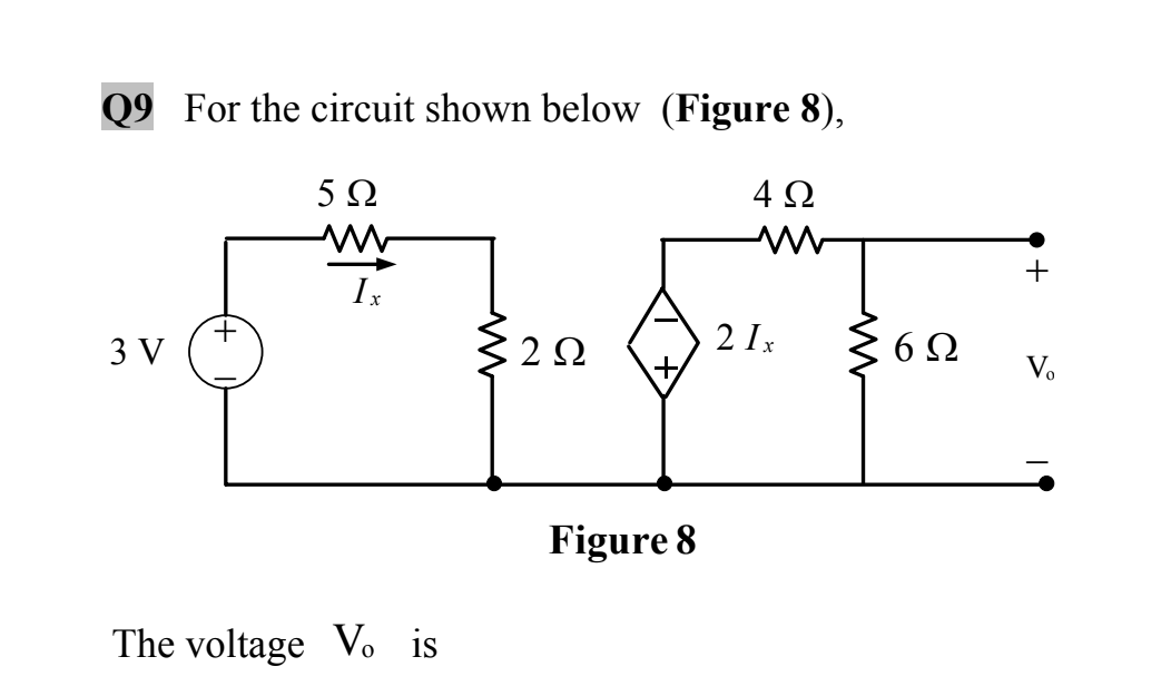 Solved Q9 For the circuit shown below (Figure 8), The | Chegg.com