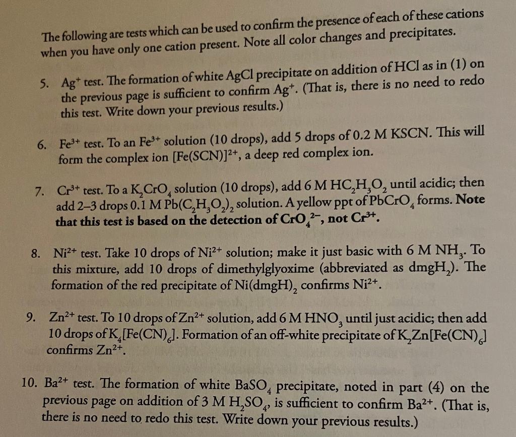 Solved Name FLOWCHART FOR SIX CATION ANALYSIS Develop a | Chegg.com