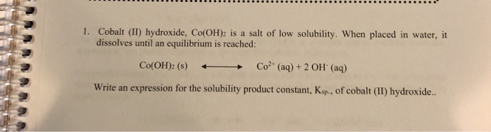 Solved I. Cobalt (II) hydroxide, Co(OH)2 is a salt of low | Chegg.com