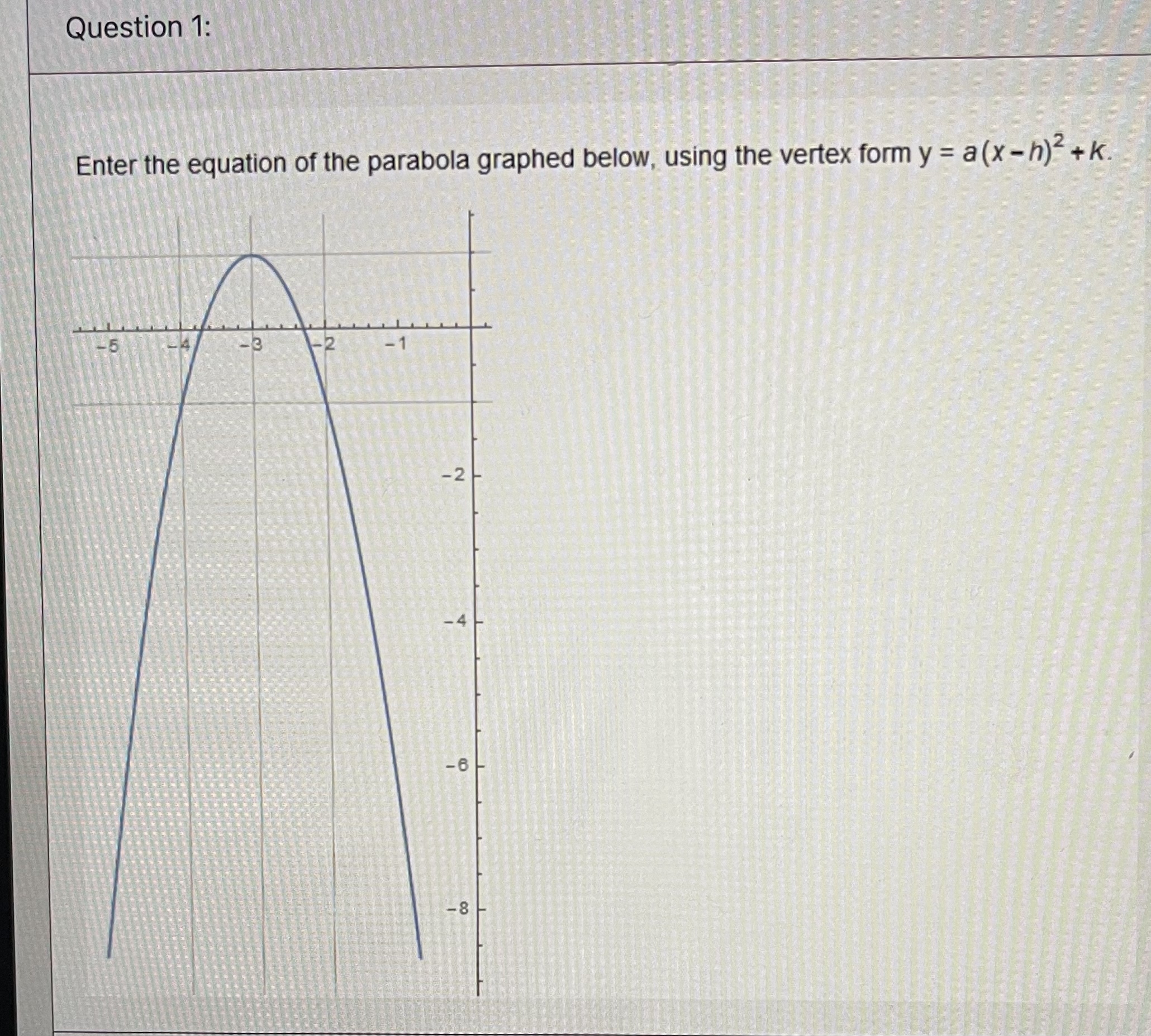 Solved Enter the equation of the parabola graphed below, | Chegg.com