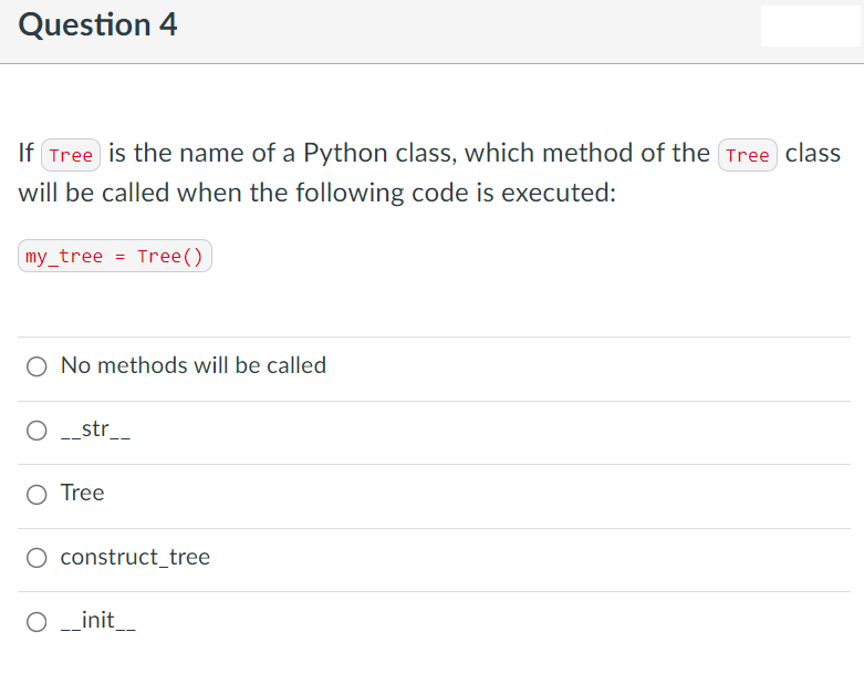 Solved If is the name of a Python class, which method of the | Chegg.com