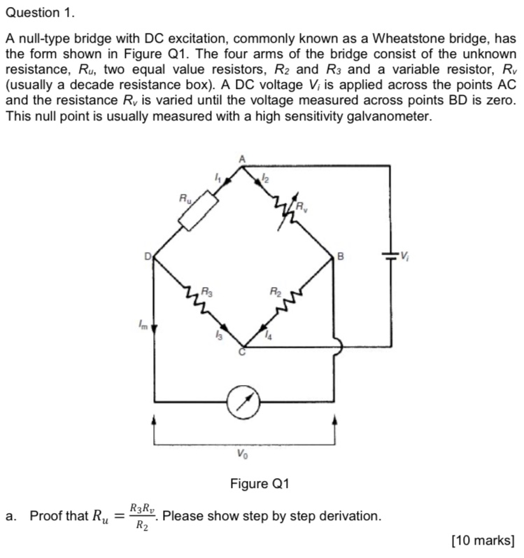 Solved Question 1. A null-type bridge with DC excitation, | Chegg.com