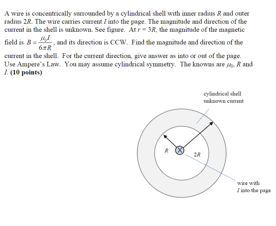 Solved A wire is concentrically surrounded by a cylindrical | Chegg.com
