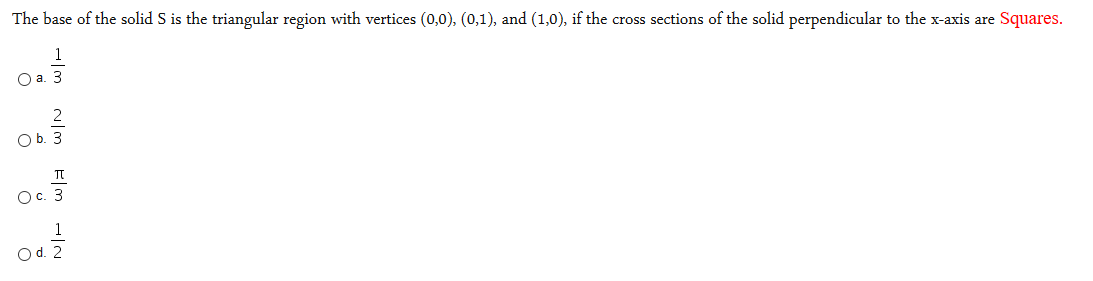 Solved The base of the solid S is the triangular region with | Chegg.com