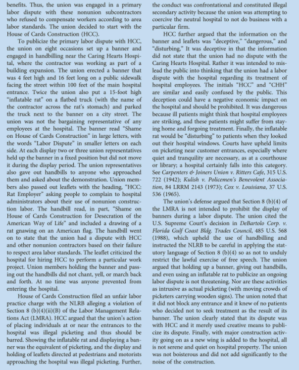 Solved CASE STUDY 9-2 Legitimate Picketing? Or Illegal | Chegg.com