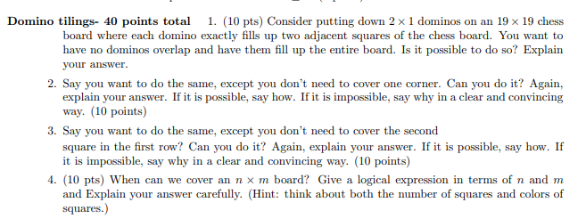 Solved Domino tilings- 40 points total 1 . (10 pts) Consider | Chegg.com