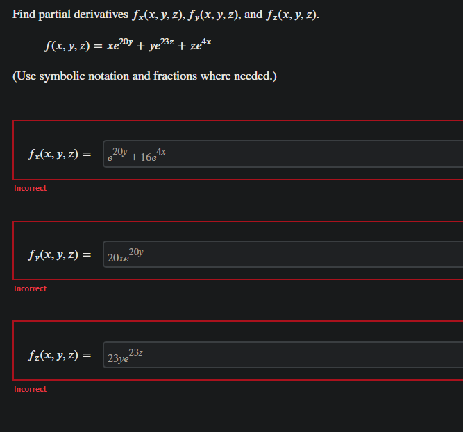 Solved Find partial derivatives fx(x,y,z),fy(x,y,z), and | Chegg.com