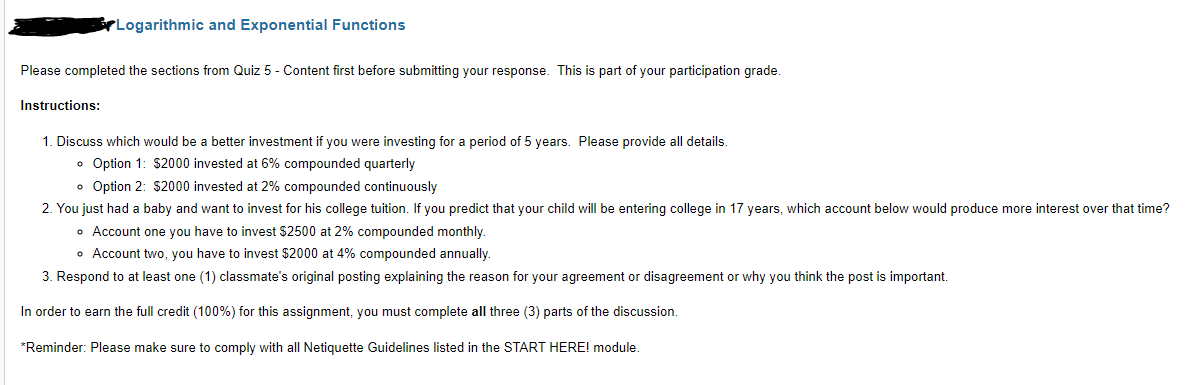 Solved 2 - : Logarithmic and Exponential Functions Please | Chegg.com