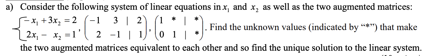 Solved a) Consider the following system of linear equations | Chegg.com