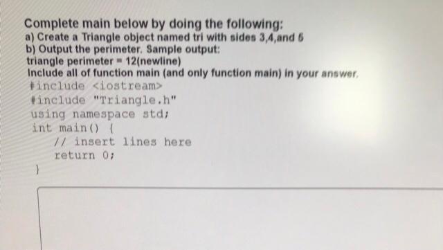 Solved Implement the int Perimeter O member function for the | Chegg.com