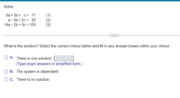 Solved Solve. Write the solution as an ordered triple. | Chegg.com