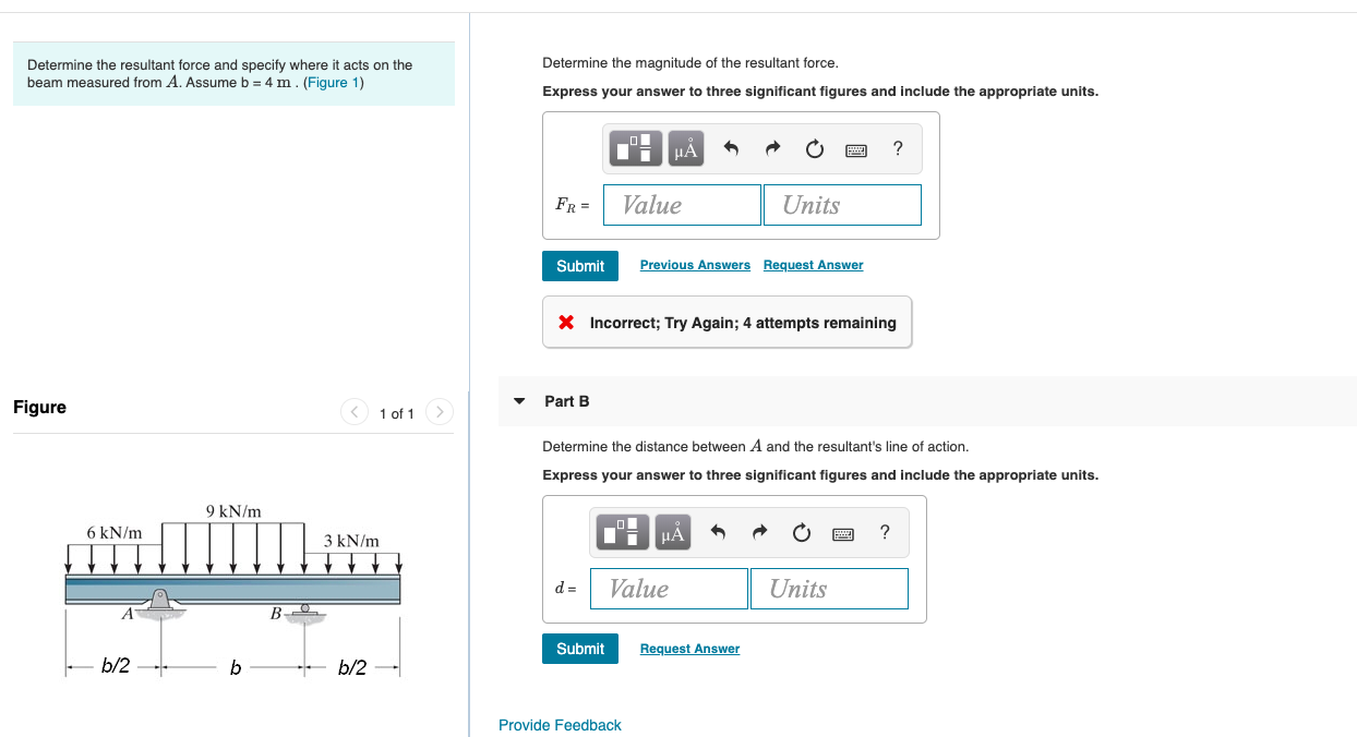 Solved Determine the resultant force and specify where it | Chegg.com