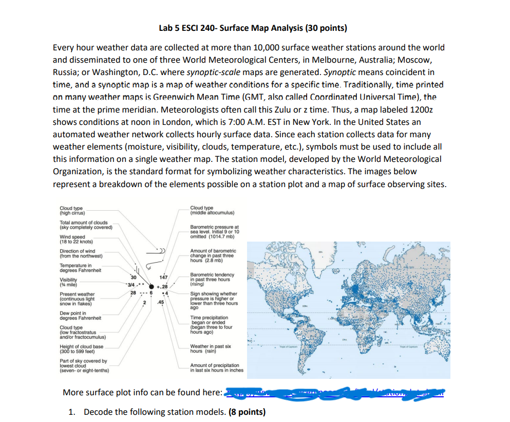Solved Lab 5 ESCl 240- Surface Map Analysis ( 30 points) | Chegg.com