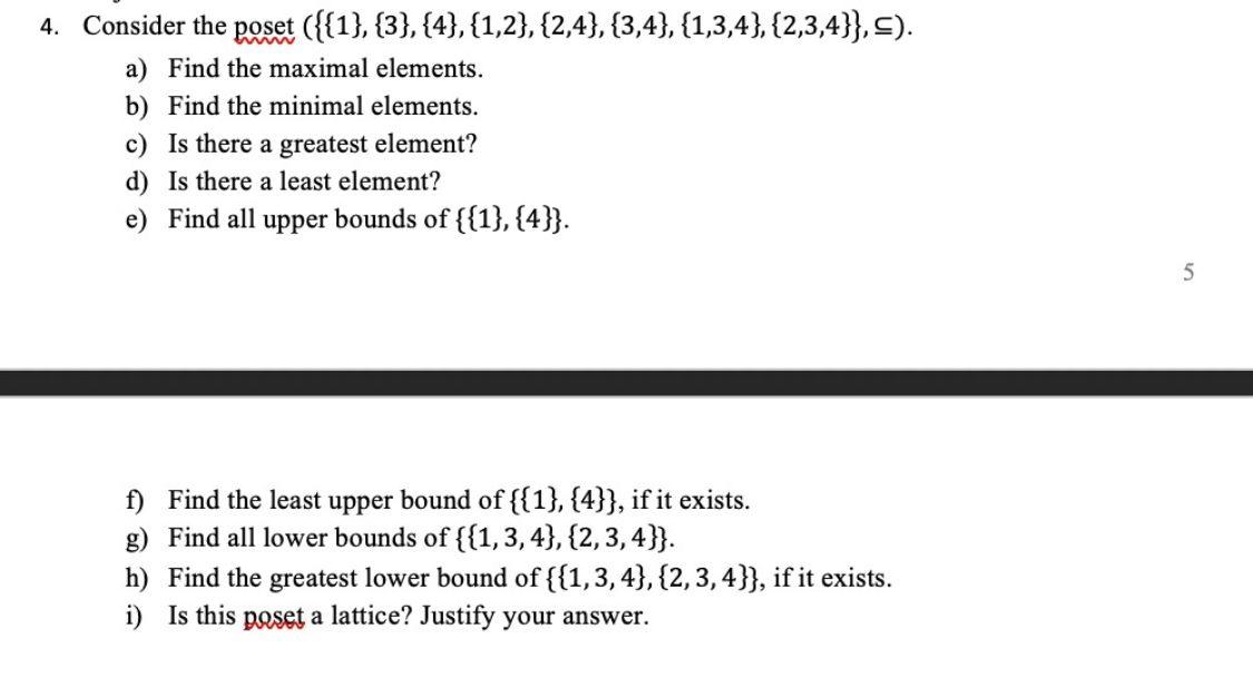 Solved 4. Consider the poset | Chegg.com
