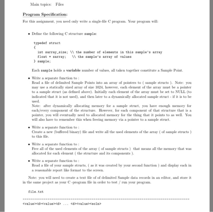 Solved Main Topics Files Program Specification For This