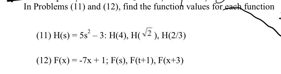Solved In Problems (11) and (12), find the function values | Chegg.com