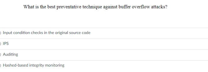 Solved What is the best preventative technique against | Chegg.com