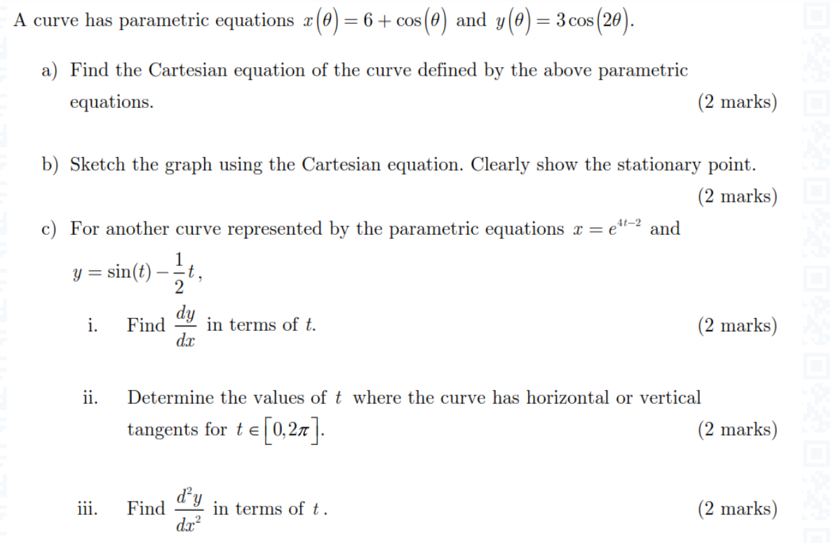 Solved A curve has parametric equations x (0) = 6+ cos(0) | Chegg.com