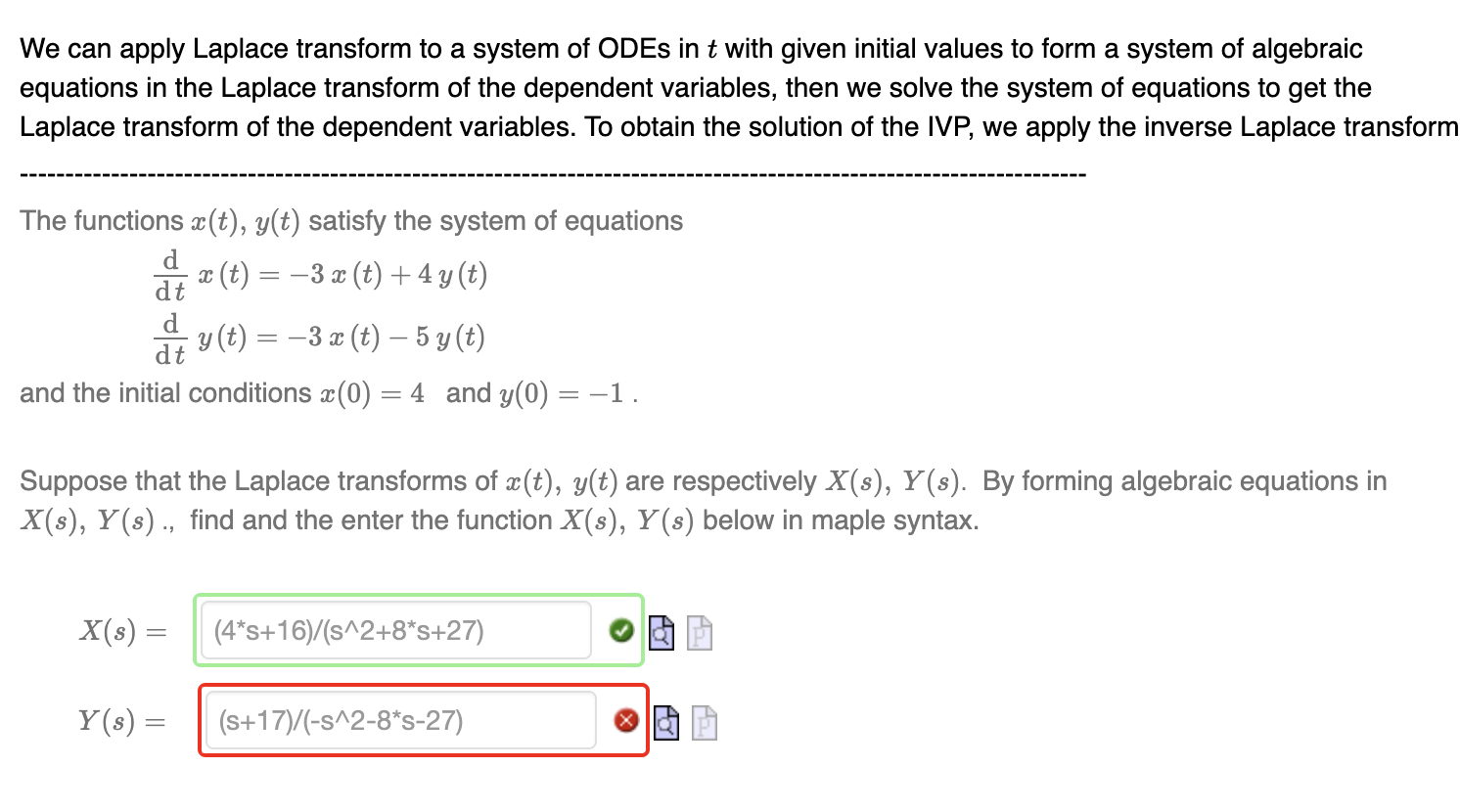Solved We can apply Laplace transform to a system of ODEs in | Chegg.com