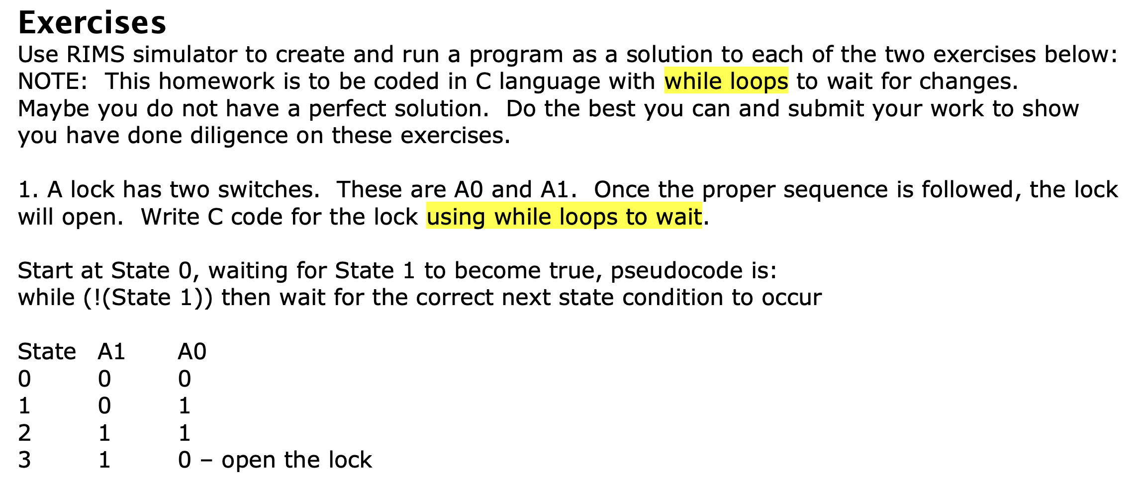 Exercises Use RIMS simulator to create and run a | Chegg.com