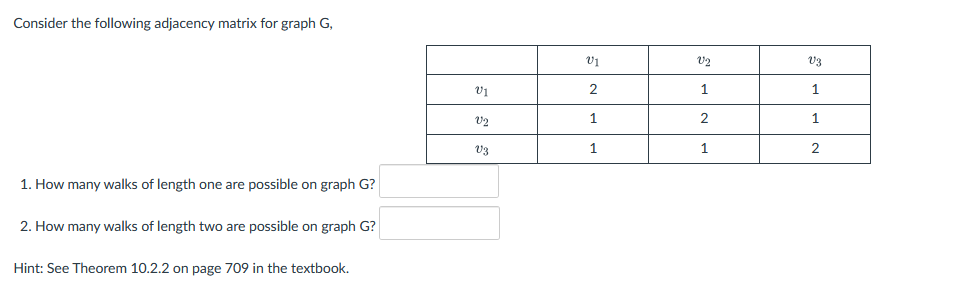 Solved Consider the following adjacency matrix for graph G, | Chegg.com