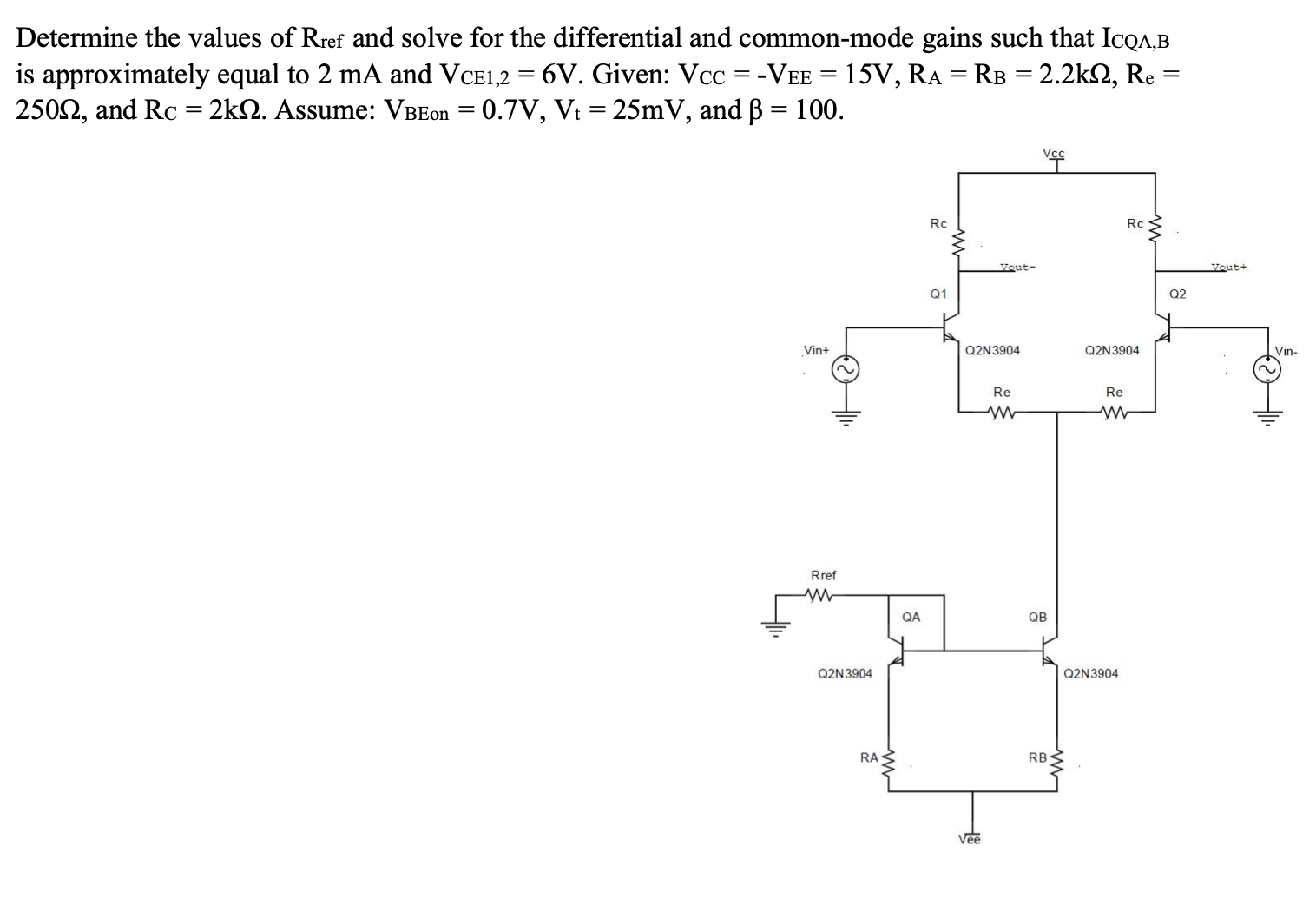 Solved Determine the values of Rref and solve for the | Chegg.com