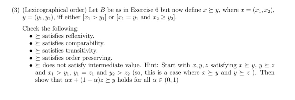 Solved (3) (Lexicographical order) ﻿Let B ﻿be as in Exercise | Chegg.com