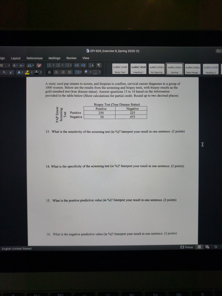 Solved EPI 504_Exercise 6 Spring 2020 (1) ign Layout | Chegg.com