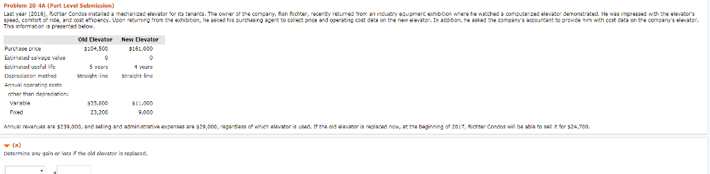 Solved Problem 20 4A (Part Level Submission Last ear (2016), | Chegg.com