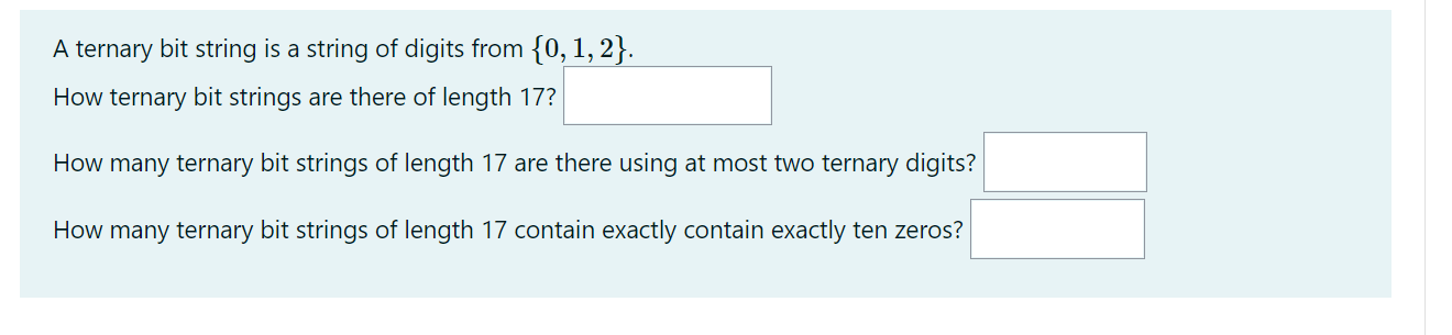 Solved A ternary bit string is a string of digits from {0, | Chegg.com