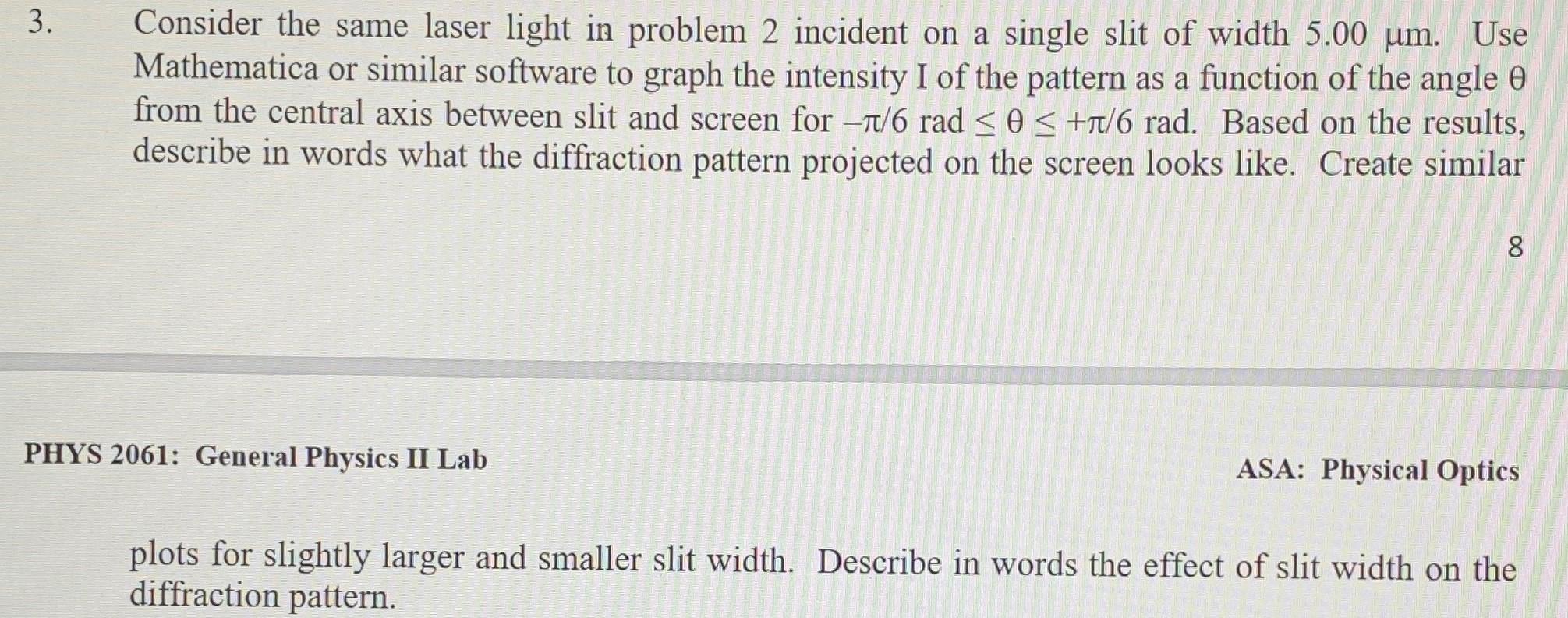 Solved 3. Consider the same laser light in problem 2 | Chegg.com