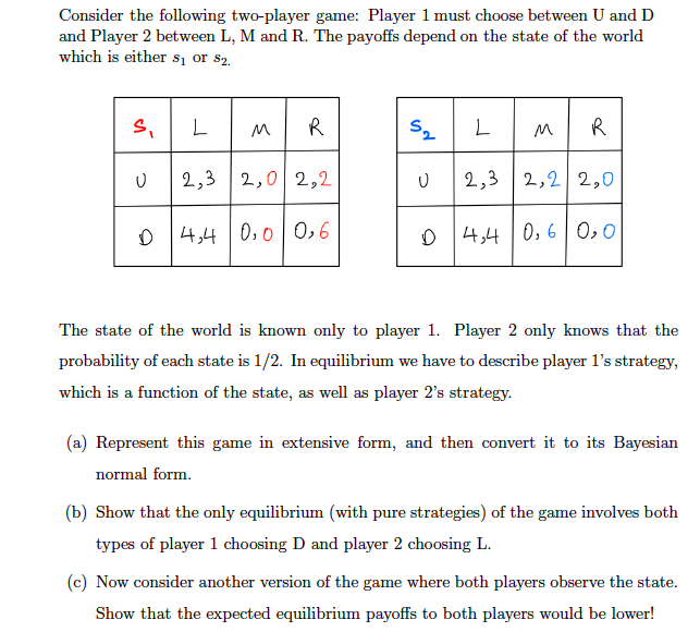 Solved Consider the following two-player game: Player 1 must | Chegg.com