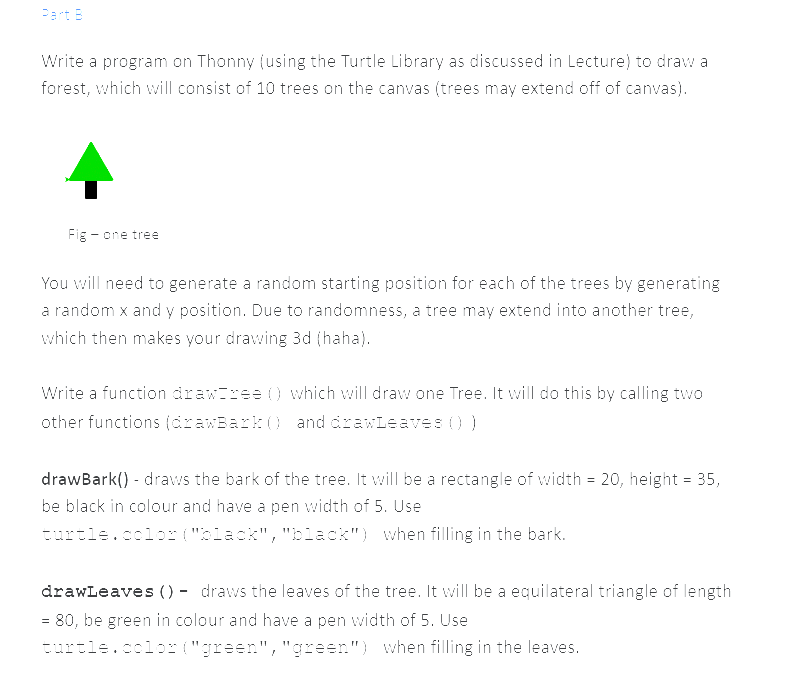 Solved Write a program on Thonny (using the Turtle Library | Chegg.com