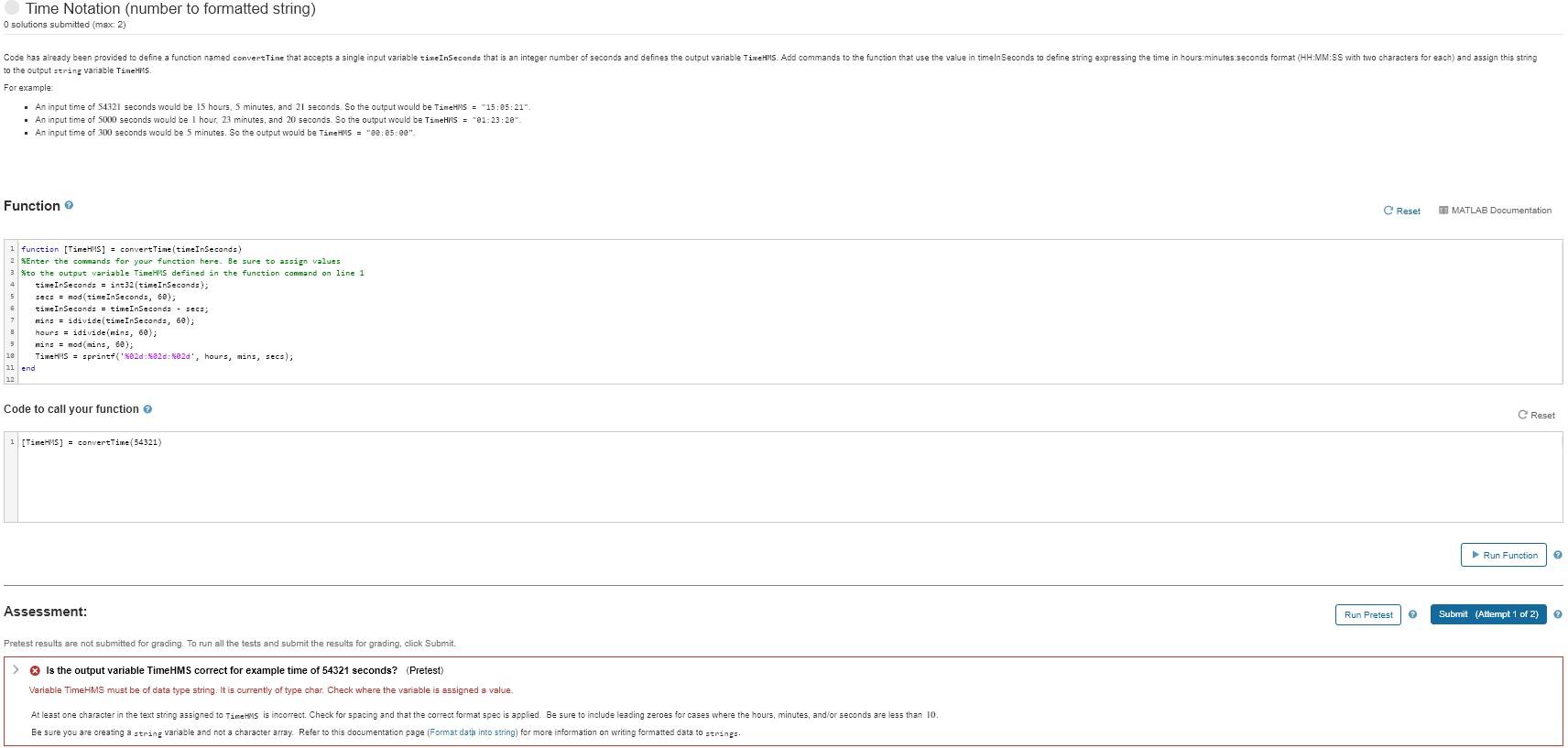 Solved Time Notation (number to formatted string) O | Chegg.com